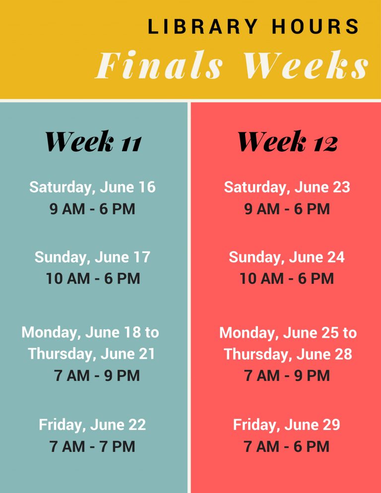 Extended Hours for Finals - NUNM Library
